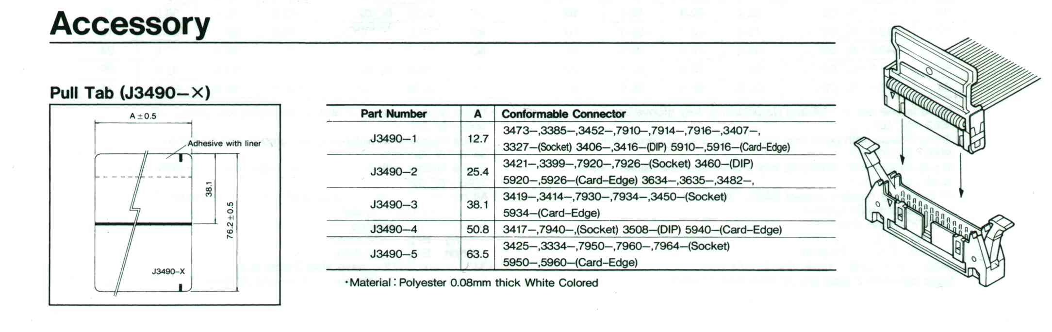 20-26 PIN PULL TAB FOR IDC SOCKET CONNECTOR